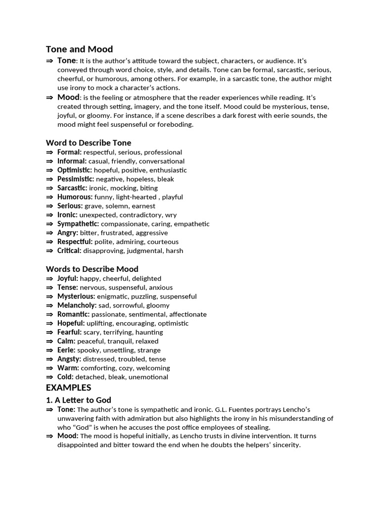 Tone and Mood | PDF | Irony | Humour