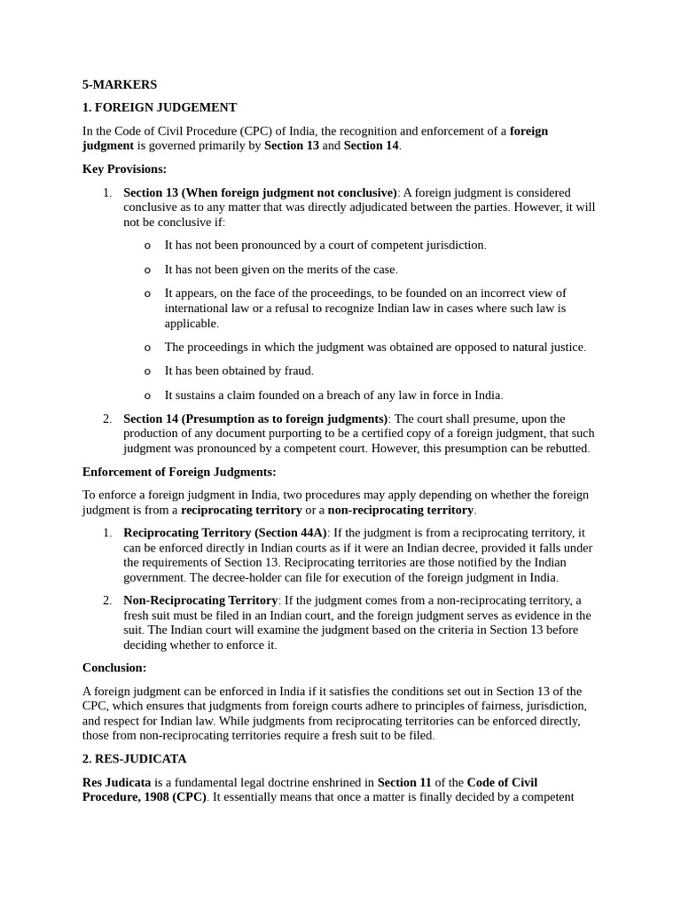 CPC UNIT 1 PYQ (1) | PDF | Lawsuit | Res Judicata