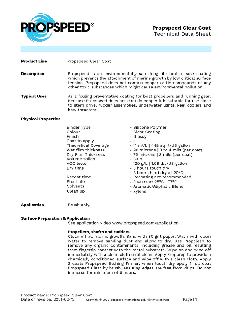 Propspeed Clear Coat TDS EN Compressed | PDF | Silicone | Industrial Processes