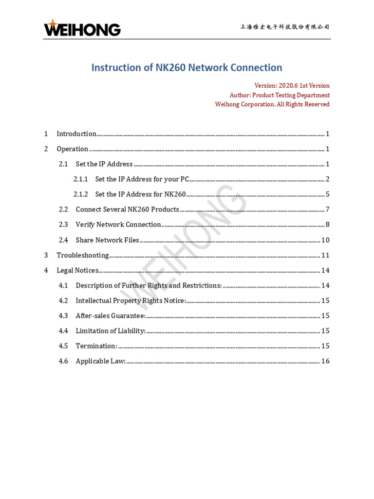 NK260 Network Setup Guide | PDF | Ip Address | License