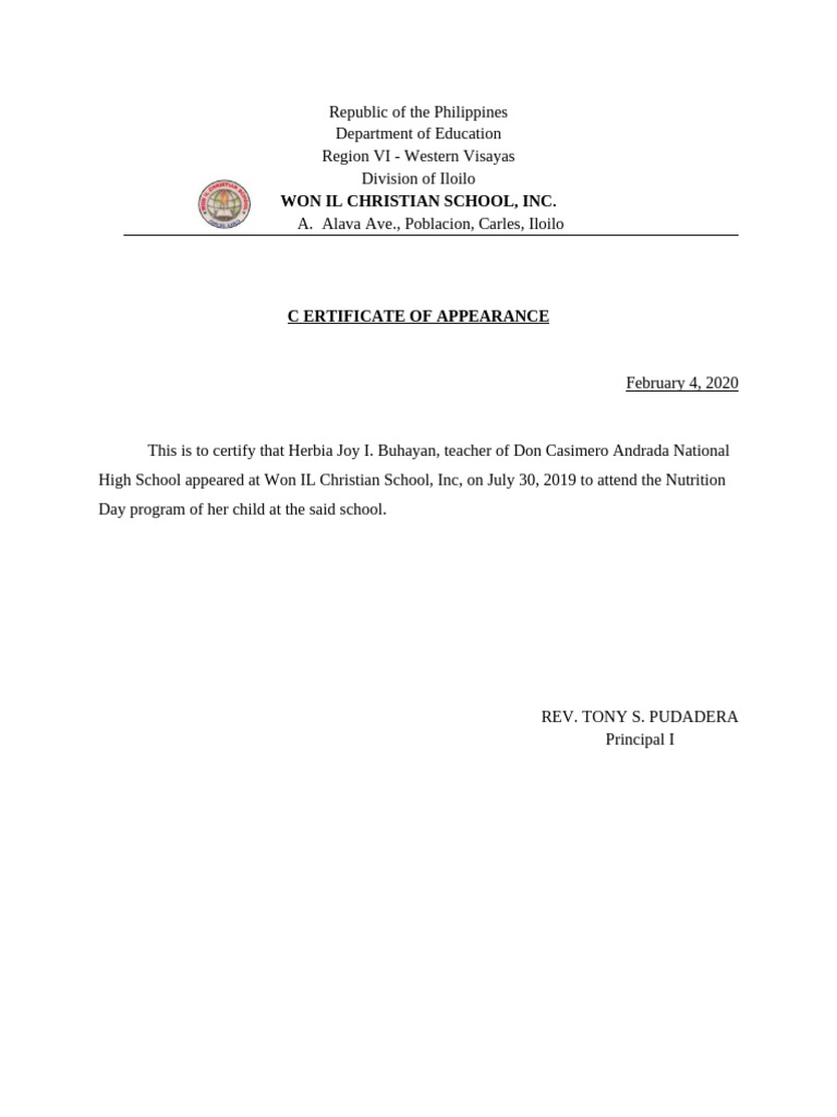 CERT OF APPEARANCE | PDF