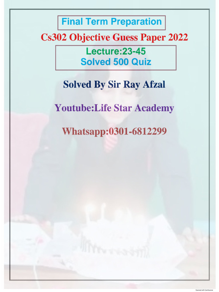 CS302 Final Term Solved Object Guess Paper by Sir Ray Afzal (2022) | PDF