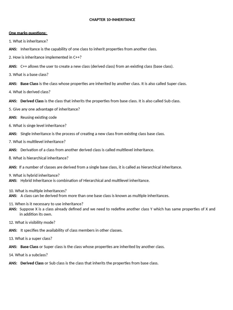 Chapter 10 Inheritance | PDF | Inheritance (Object Oriented Programming) | Models Of Computation