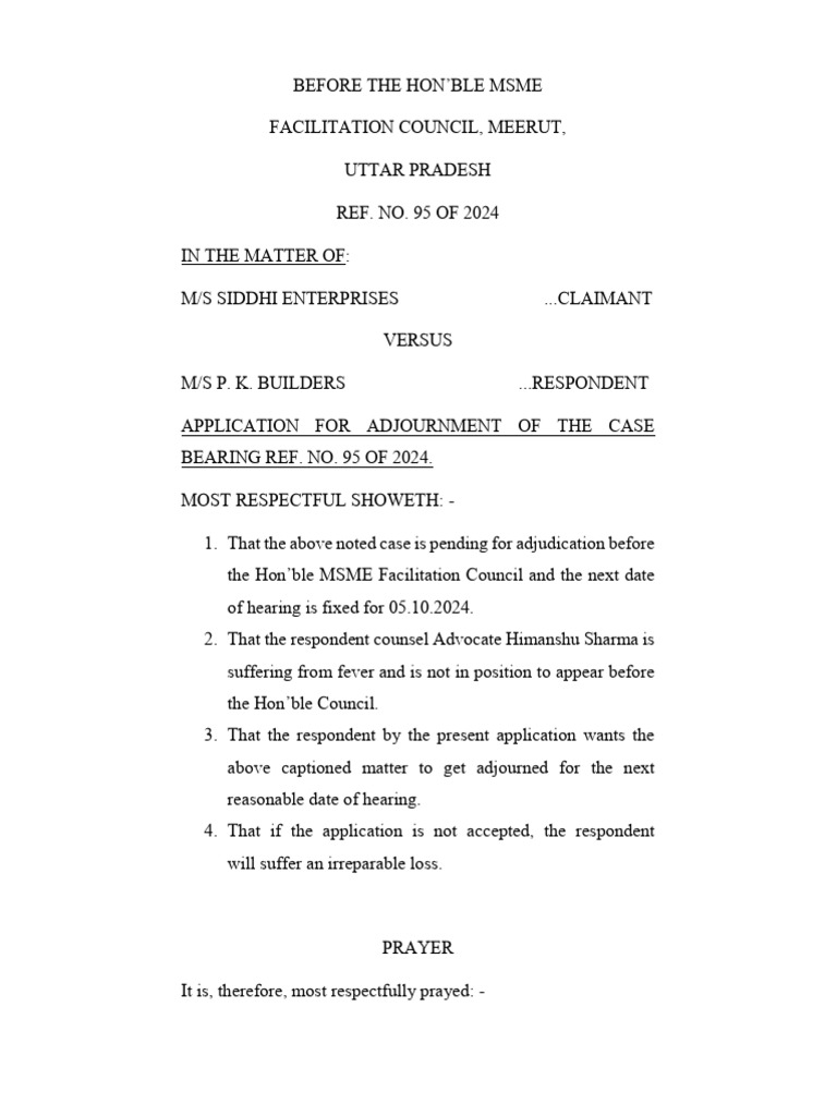 Adjournment Application | PDF