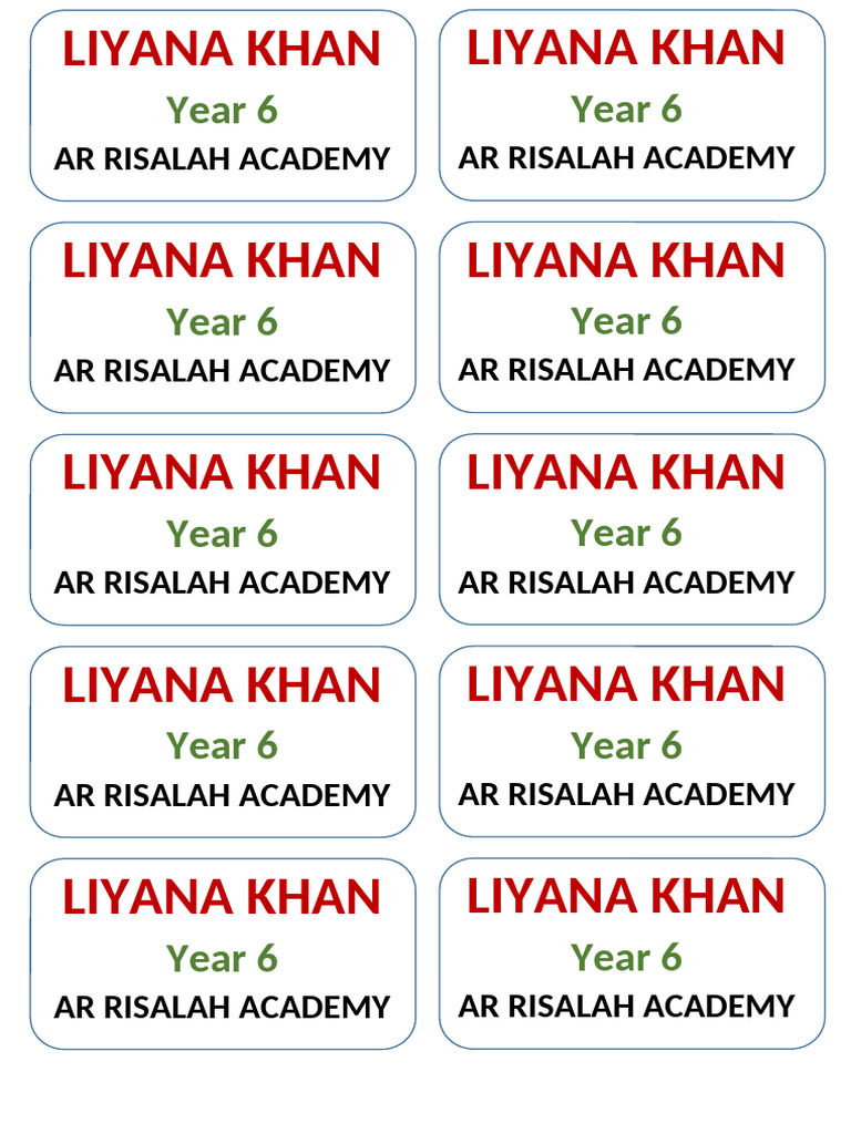Liyana's Book Label (1) | PDF
