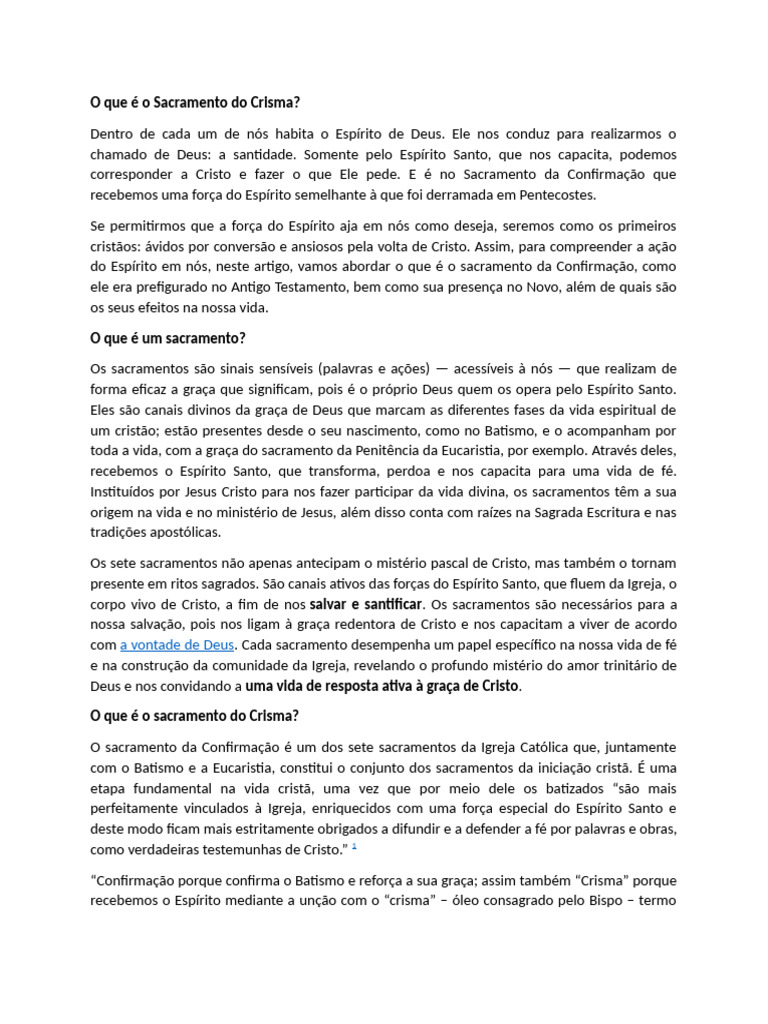 O Sacramento do Crisma Explicado | PDF | Sacramentos | Batismo