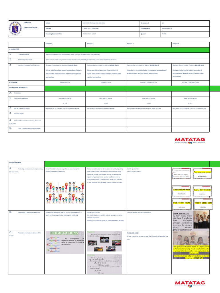 G10-Q3-W2 | PDF | Permutation | Mathematics