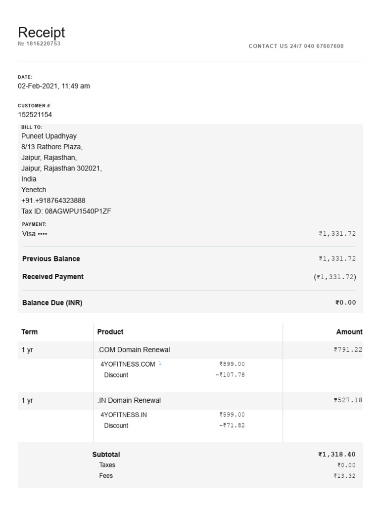 Godaddy_4yofitness.com _ Billing | PDF