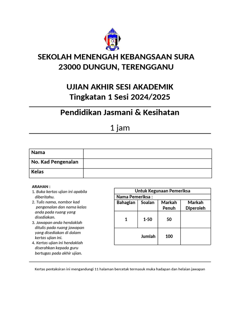 Uasa 2024 PJPK F1 | PDF