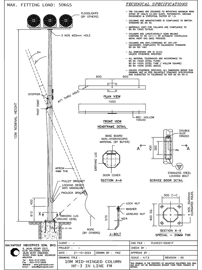 10M Flange Mounted Lamp Pole | PDF