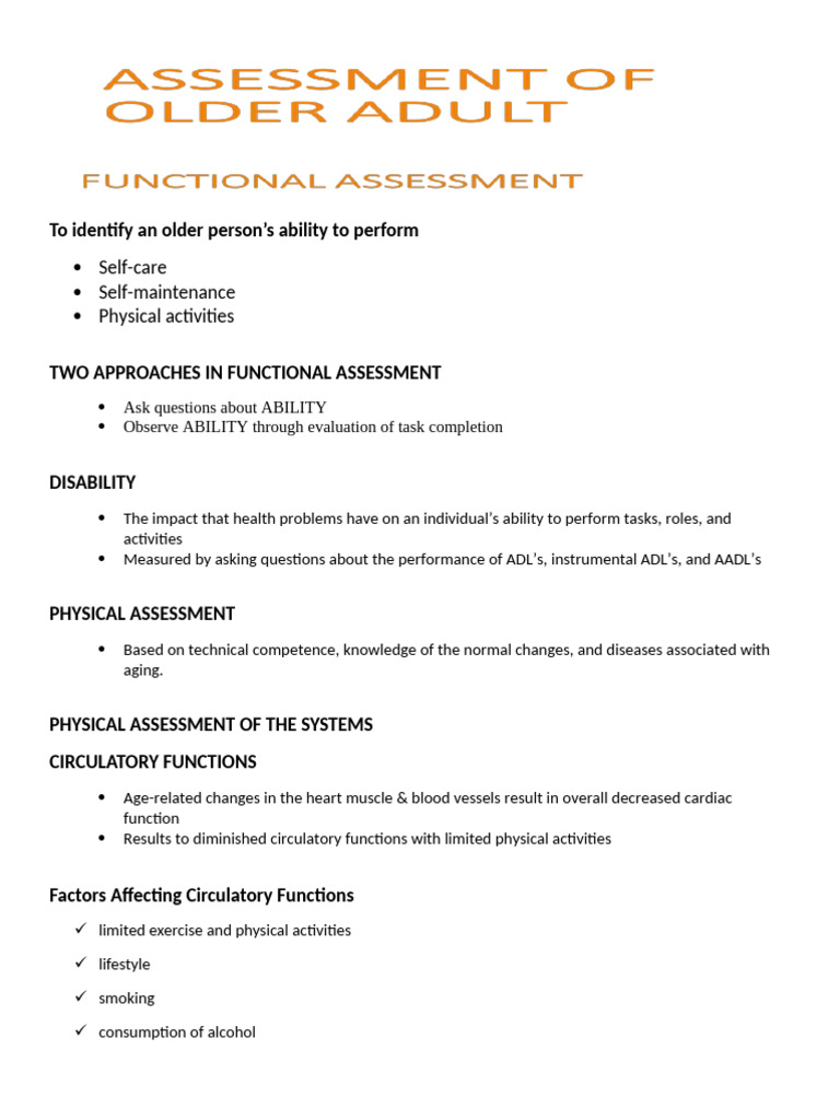 Assessment Geria | PDF | Human Musculoskeletal System | Constipation