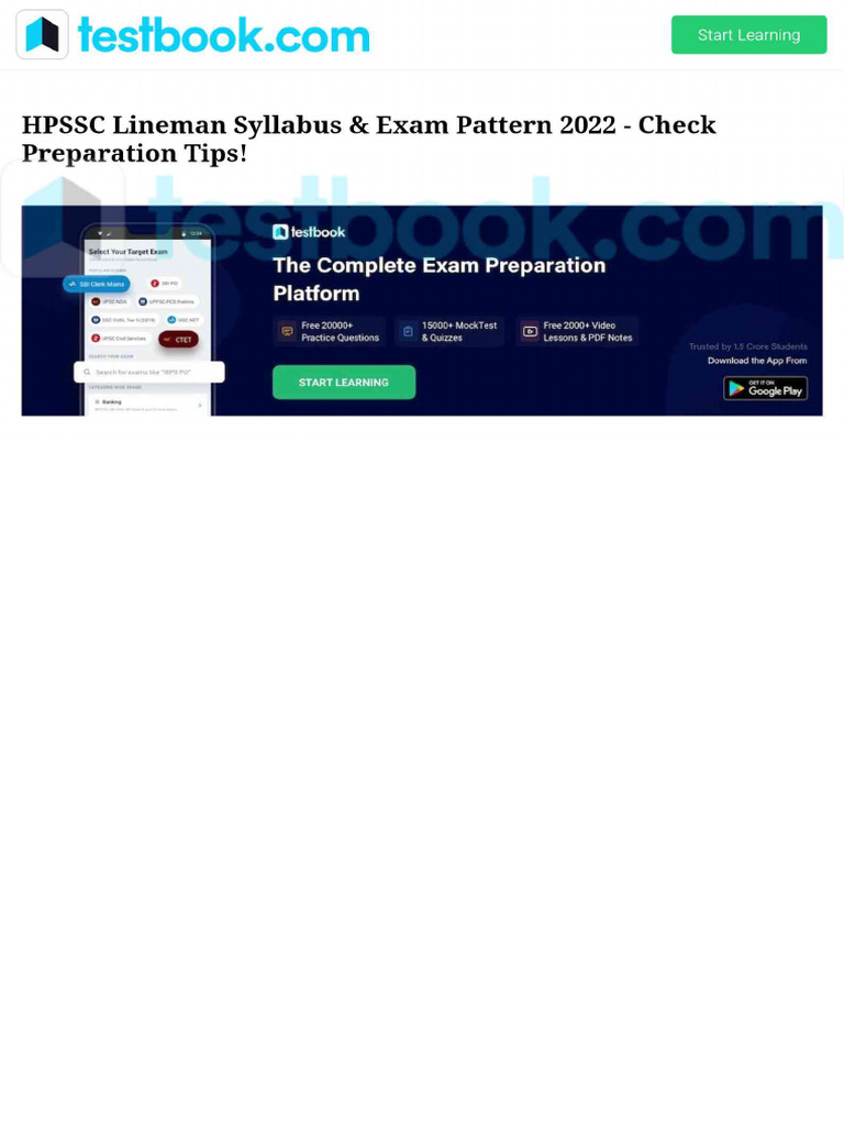 HPSSC Lineman Syllabus & Exam Pattern 2022 - Check Preparation Tips! | PDF