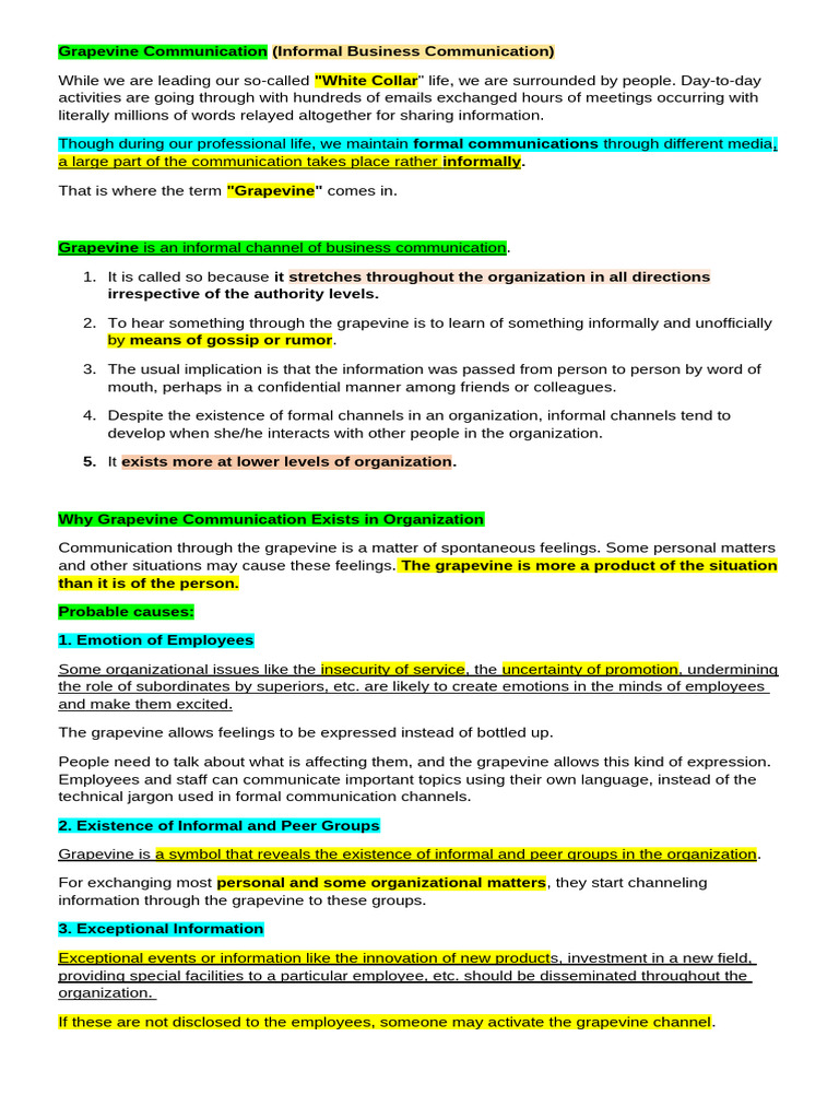 WORKPLACE Grapevine Communication | PDF | Communication | Information