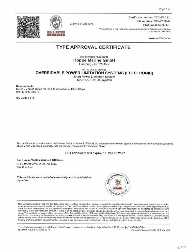 Type Approval BV Final | PDF