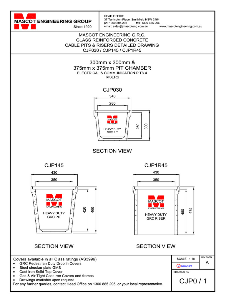 Mascot Engineering CJP0 CJP1 Cable Pit Tech Drawing1 | PDF