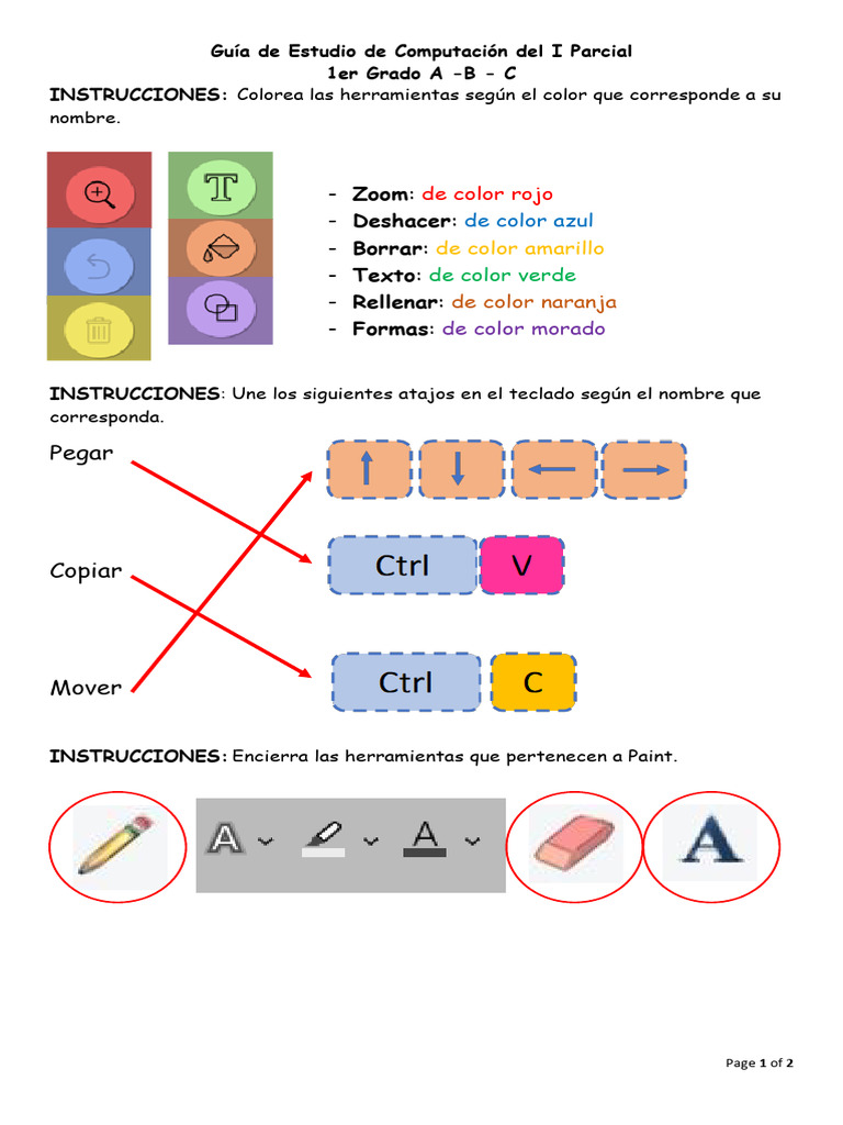 Guía de Computación 1er Grado I PARCIAL 2024-2025 | PDF