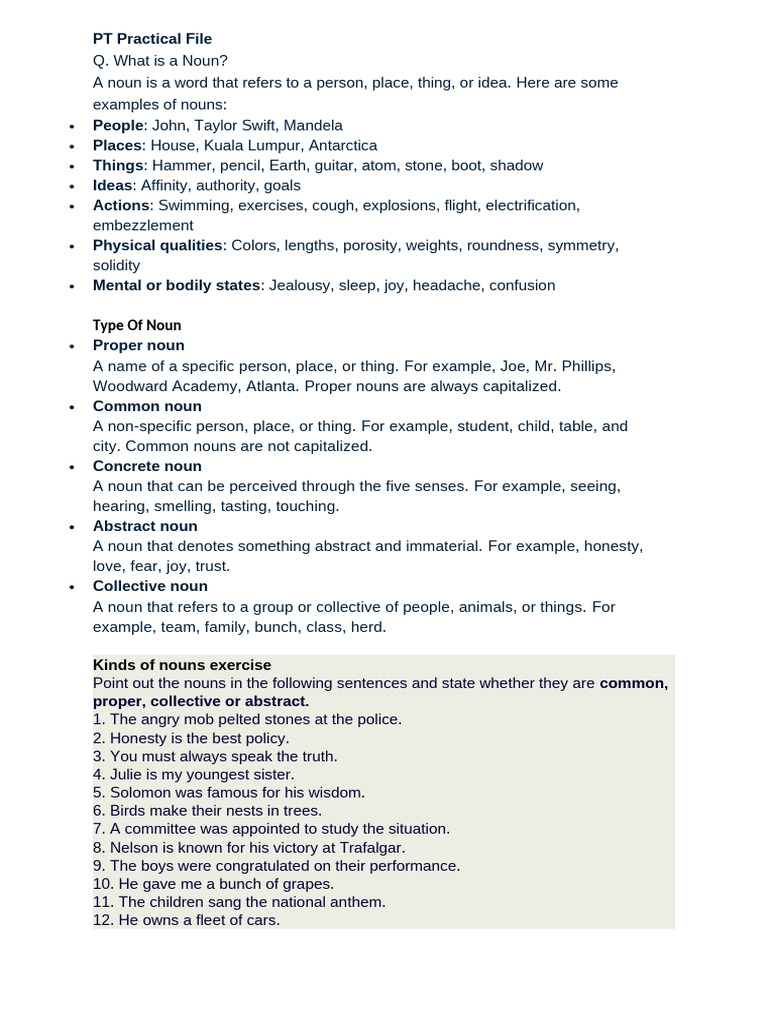 PT Practical File | PDF | Verb | Adjective