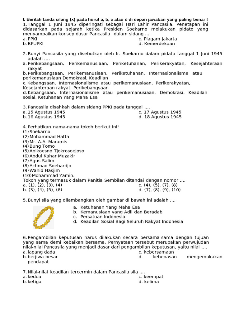 Soal PTS-STS Pendidikan Pancasila Kelas 5 Semester 1 Kurikulum Merdeka T.A 2023-2024 | PDF
