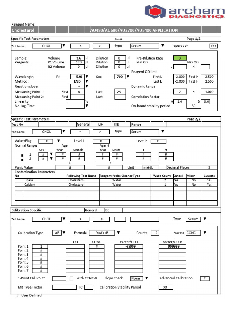 Cholesterol Olympus Au480 680 2700 Application Ver 1b | PDF