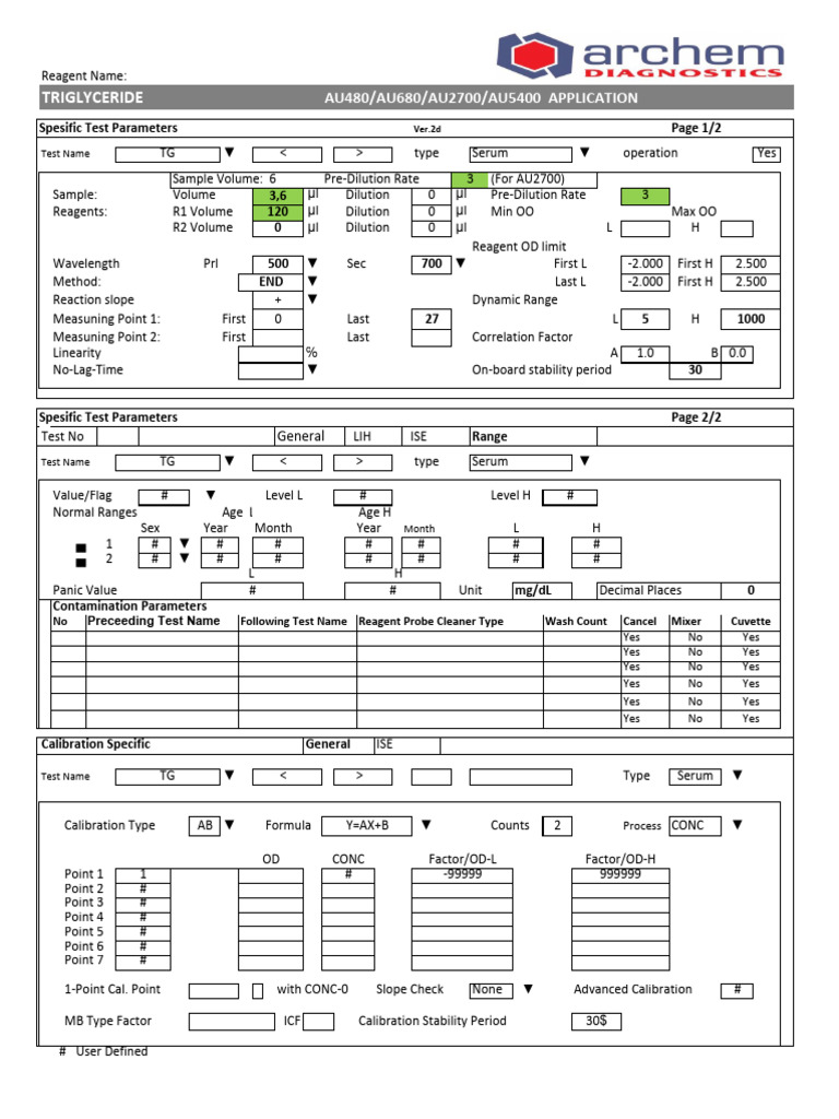 Triglyceride Olympus Au480 680 2700 Application Ver 2d | PDF
