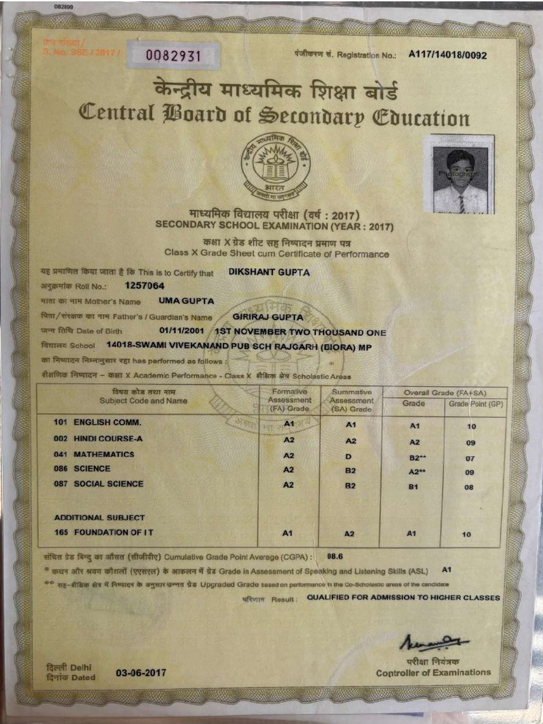 Dikshant 10th Marksheet_11zon | PDF