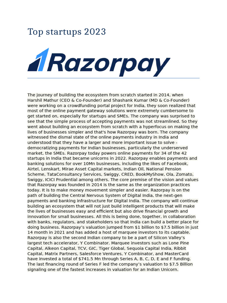 Top Startups 2023 | PDF | Investing