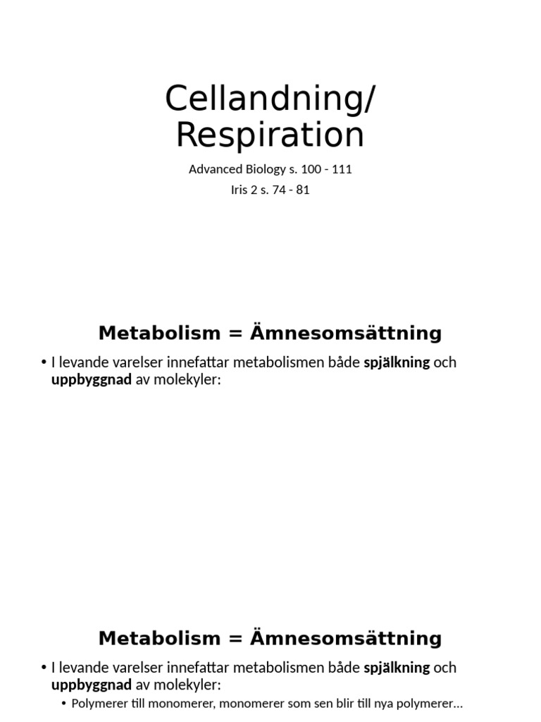 MB - PP - Cellandningen I Detalj. | PDF