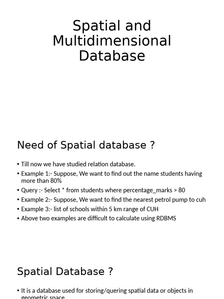 Spatial and Multidimensional Database | PDF