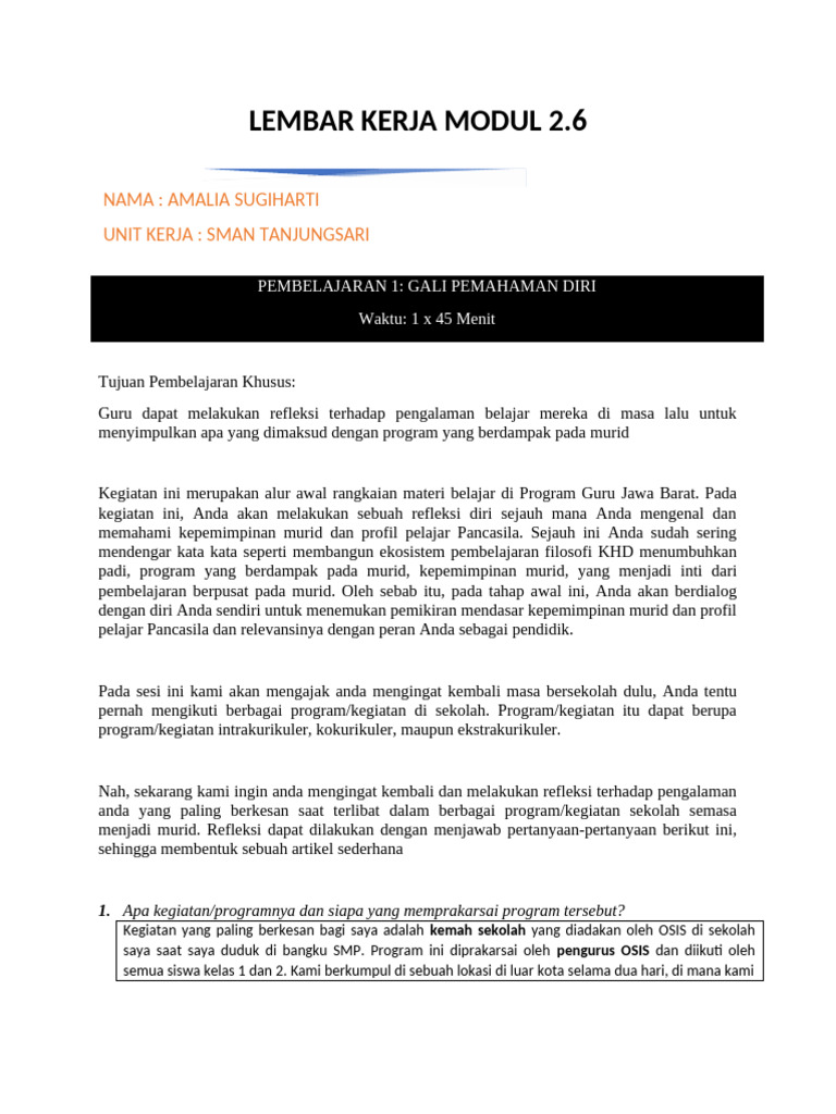 Lembar Kerja Modul 2.6 | PDF