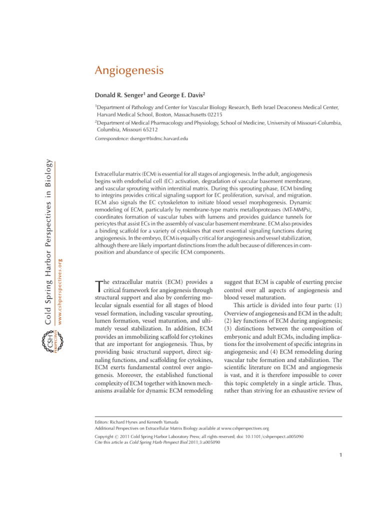 Angiogenesis, Senger | PDF | Extracellular Matrix | Angiogenesis