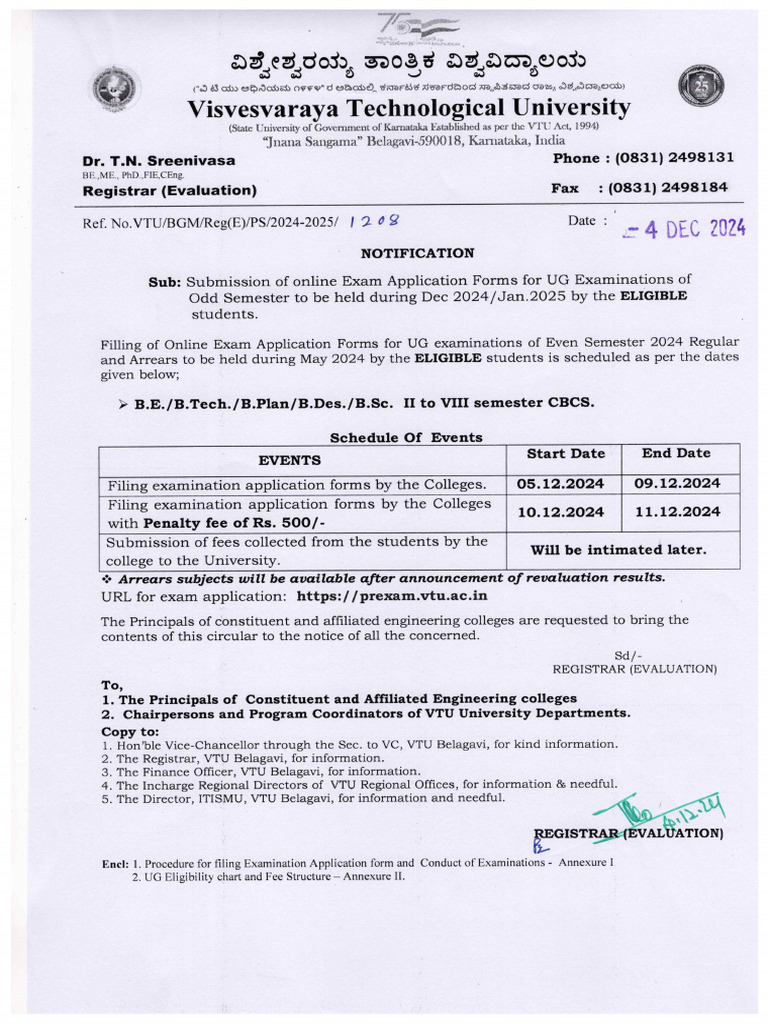 UG Exam App. II To VIII Sem | PDF