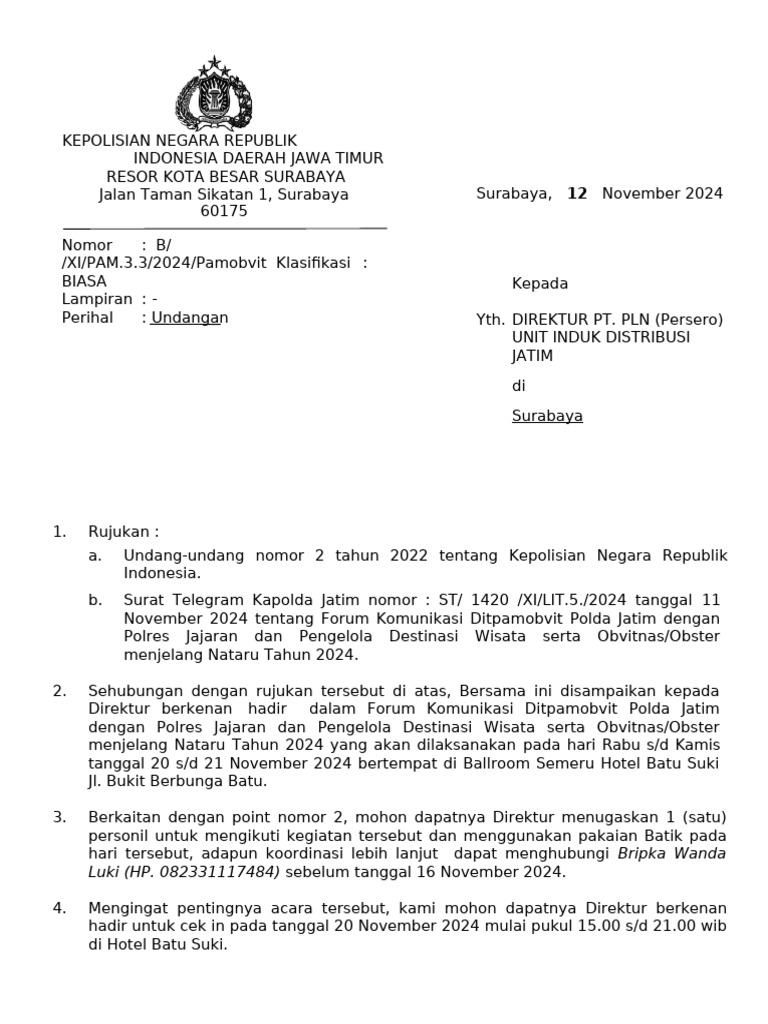 Surat Undangan PT PLN | PDF