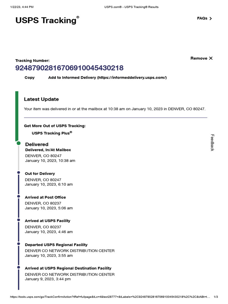 USPS Tracking® Results 92487902816706910045430218 | PDF | United States ...