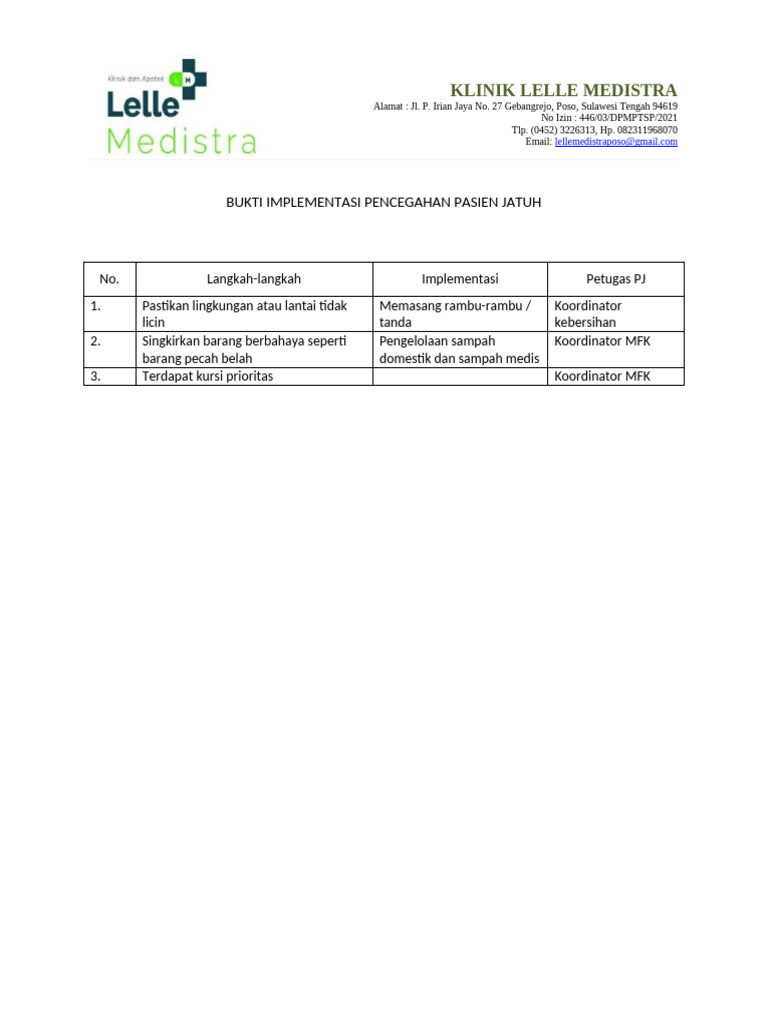 Ep.8. Bukti Implementasi Pencegahan Pasien Jatuh | PDF