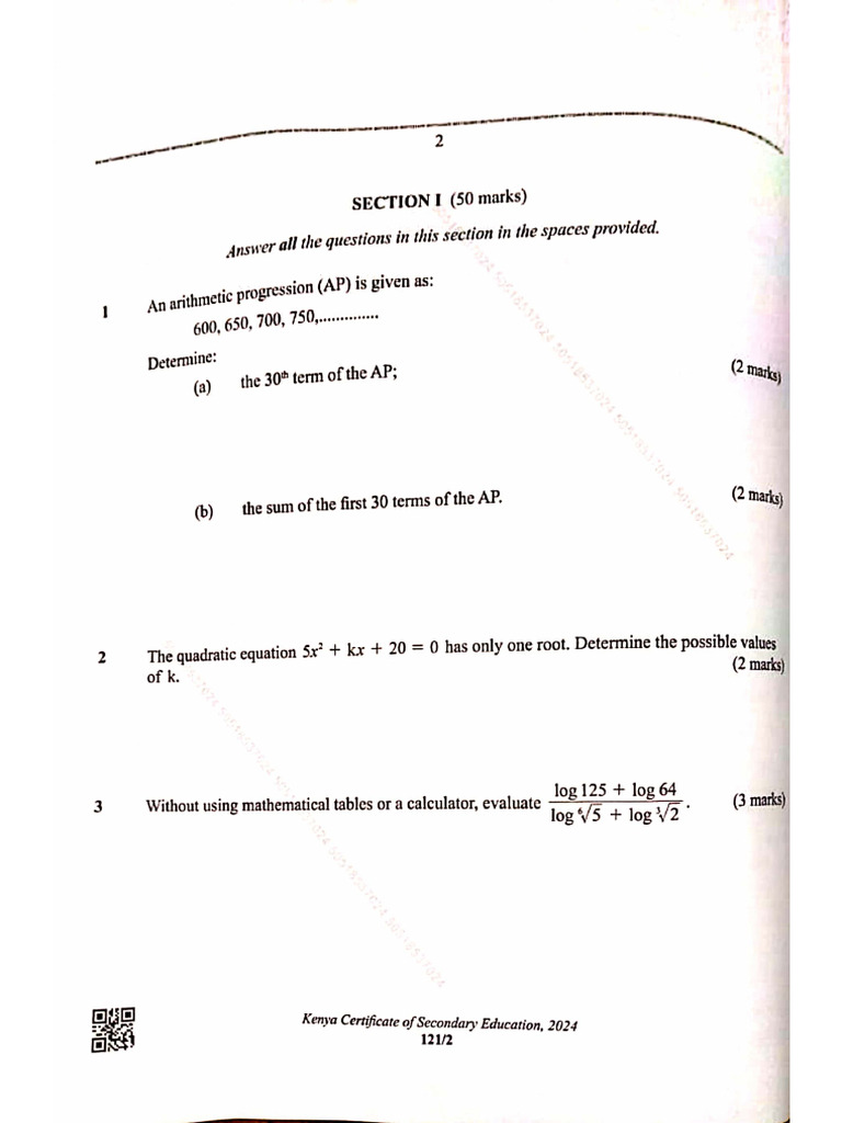 Math pp2 kcse 2024-1 | PDF