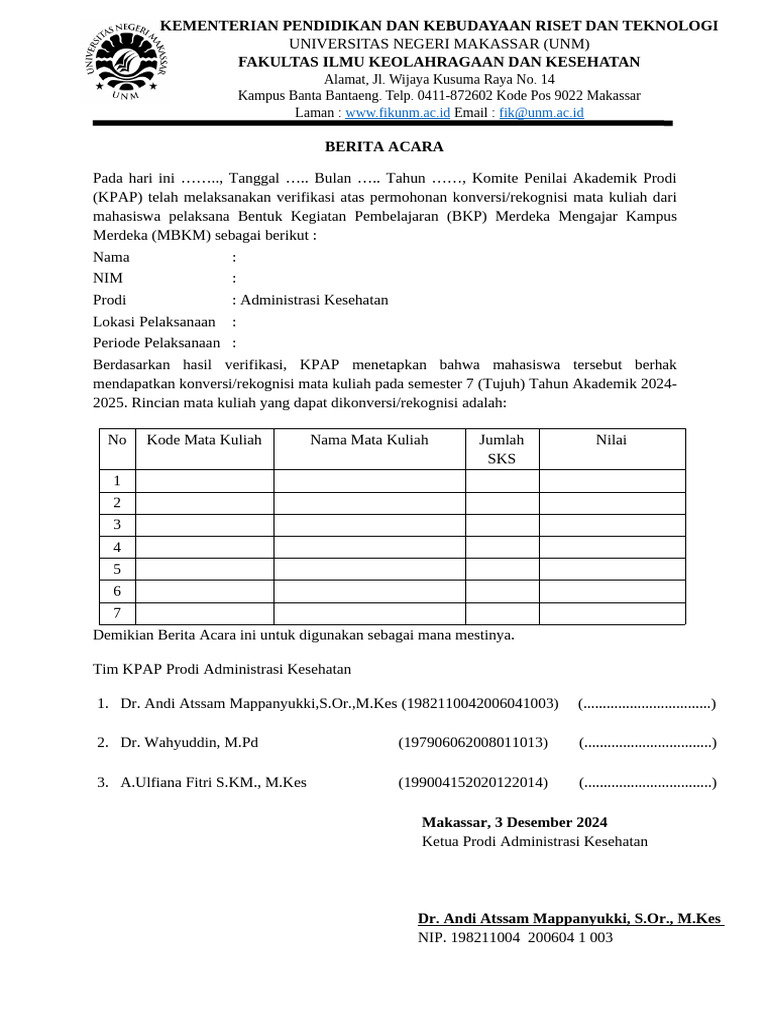 FORMAT BERITA ACARA REKOGNISI | PDF
