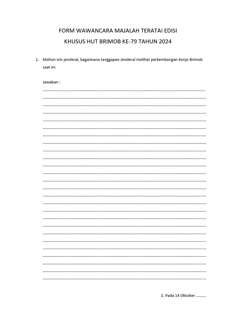 Form Wawancara Majalah Teratai Edisi | PDF