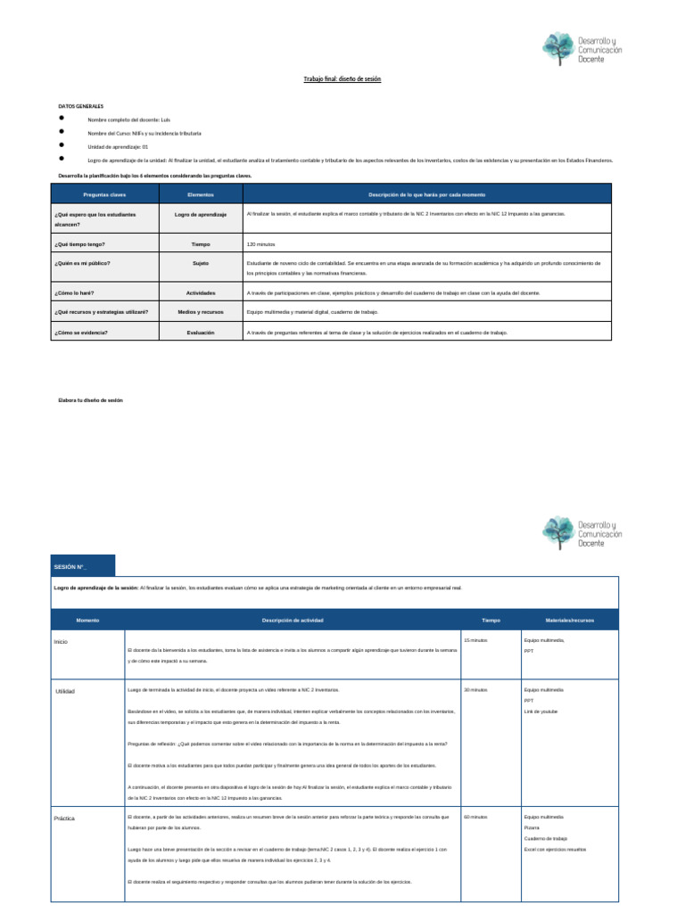 EJEMPLO 2 IUPC Presencial | PDF | Contabilidad | Cognición