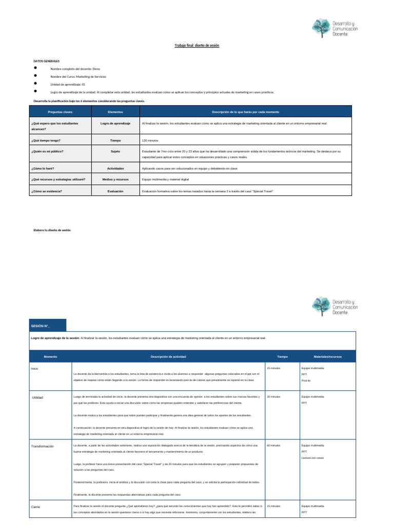 EJEMPLO 1 IUPC Presencial | PDF | Marketing | Evaluación
