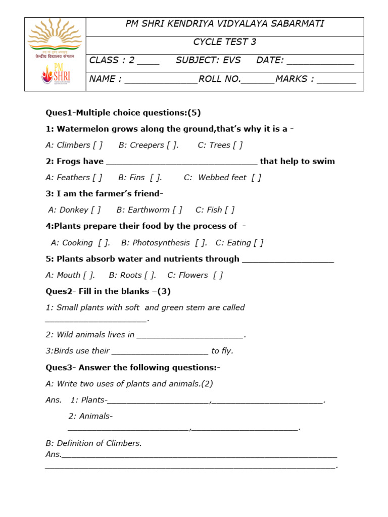 Class Ii Cycle 3 Evs | PDF