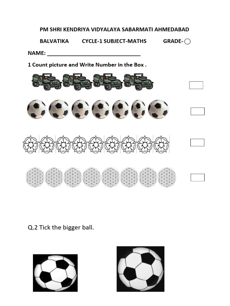 Balvatika Maths Worksheet | PDF