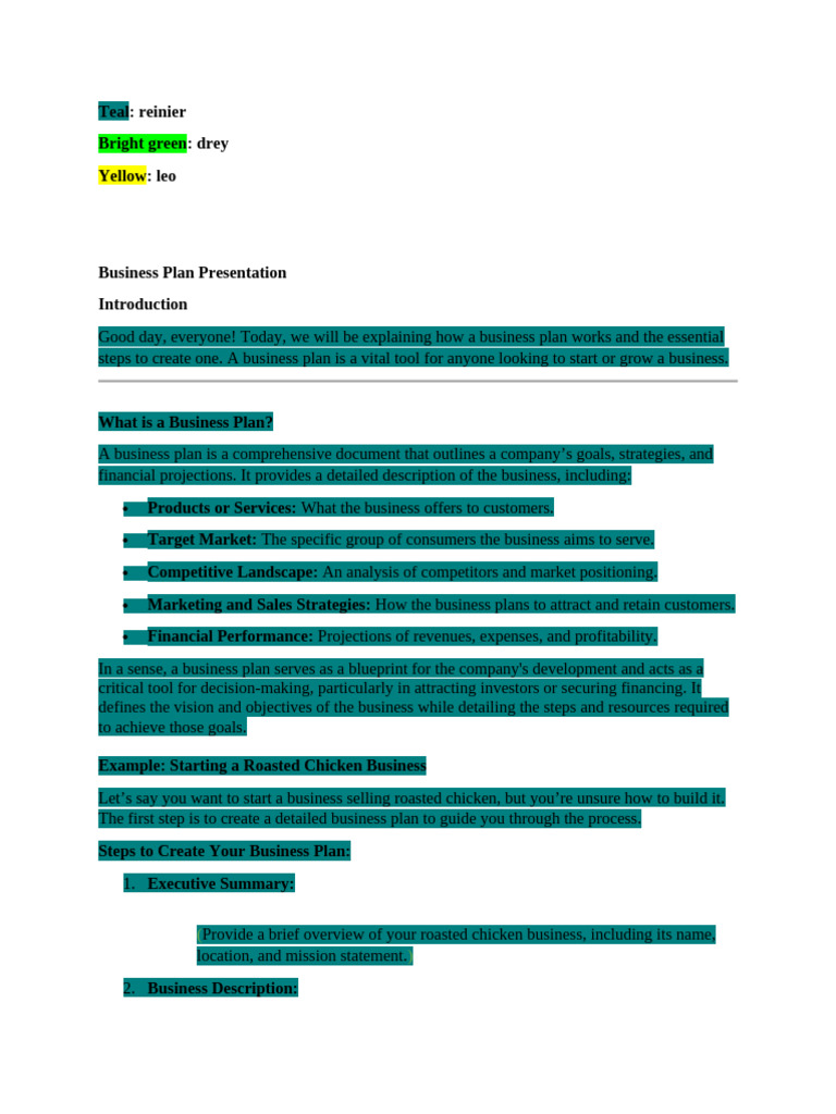 Business Plan Presentation | PDF | Marketing | Fast Food