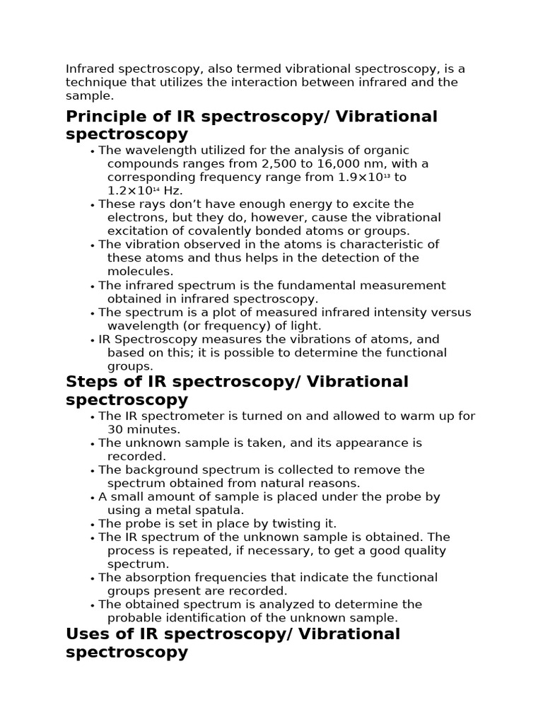 Infrared spectroscopy | PDF | Absorption Spectroscopy | Ultraviolet ...