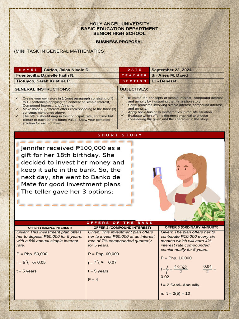 Mini Task in Busmath | PDF | Interest | Applied Mathematics