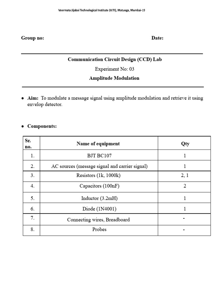 CCD AM Modulation | PDF | Detector (Radio) | Modulation