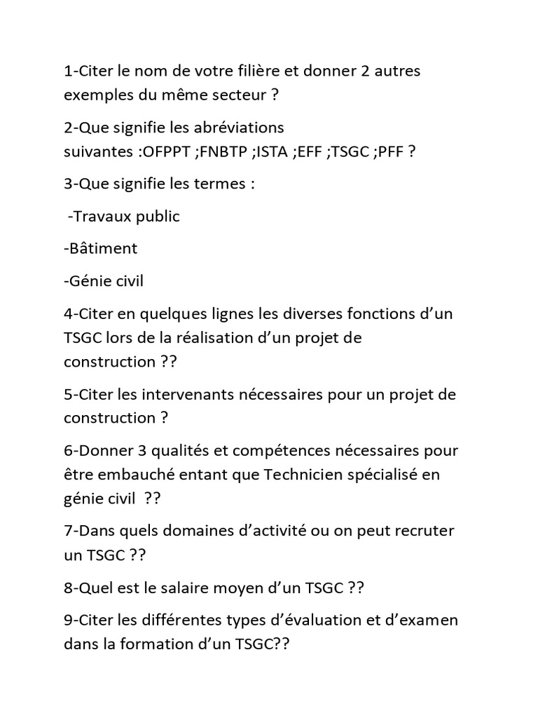 Guide complet sur le TSGC et le BTP | PDF