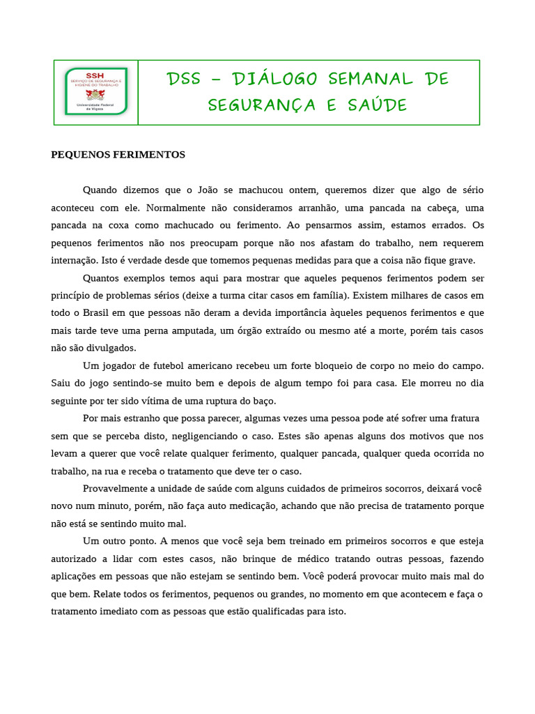 Importância dos Pequenos Ferimentos | PDF