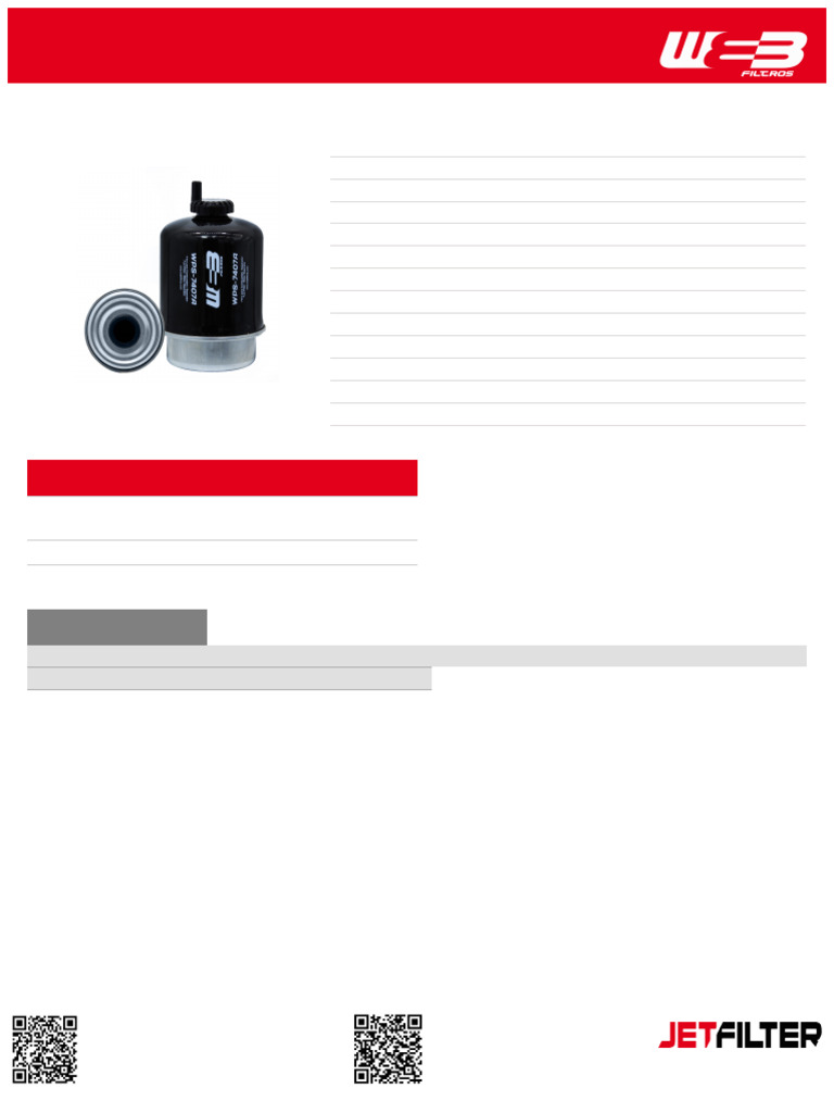 Filtro Combustible Jetfilter WPS-7407A | PDF