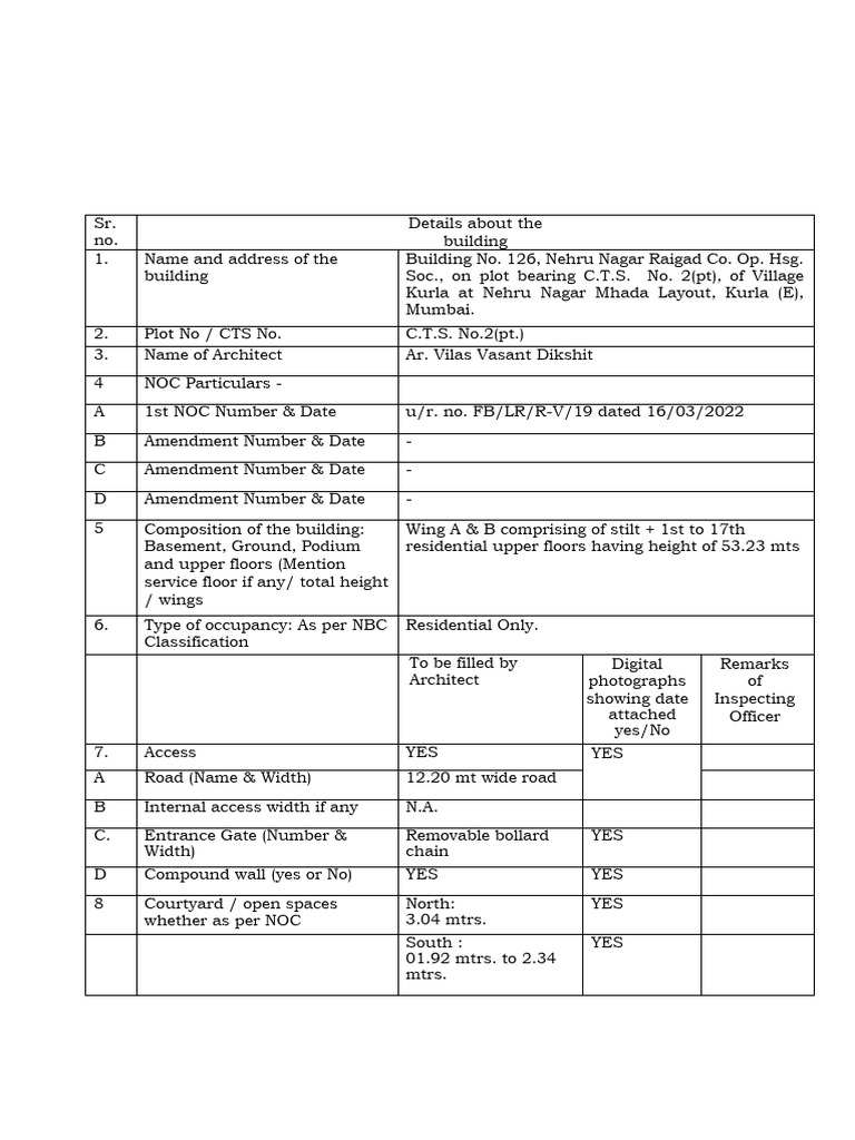 CFO_Checklist by Architect_10.10.2024 | PDF | Elevator | Basement