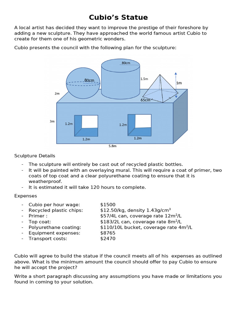 Surface Area and Volume Task | PDF